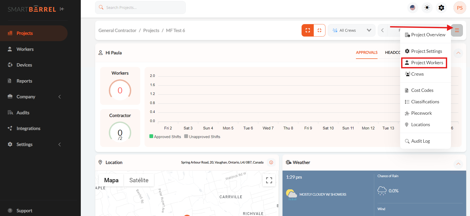 How do I add a worker from the project timesheet?