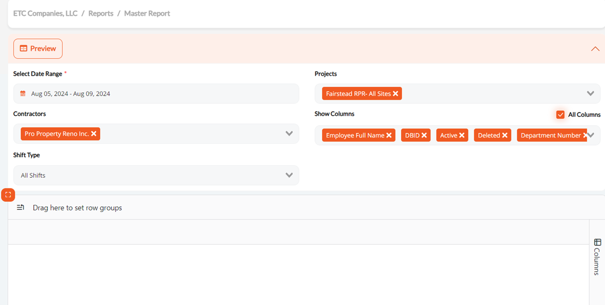 How do I format and export the Master Report?